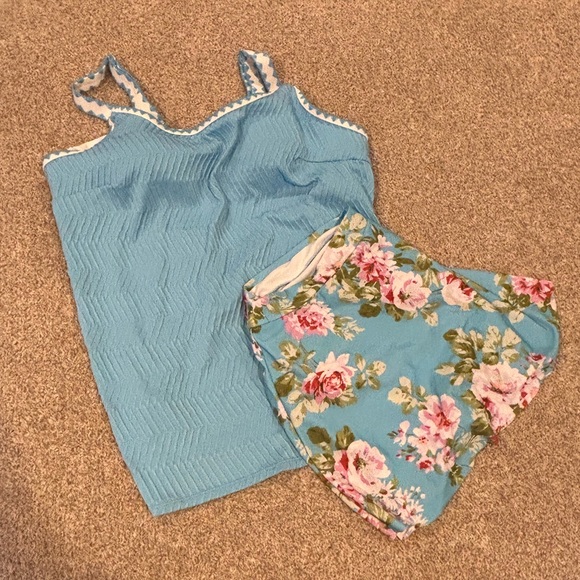 modlily | Swim | Modlily Blue And Pink Floral Swim Set Tankini Top And ...